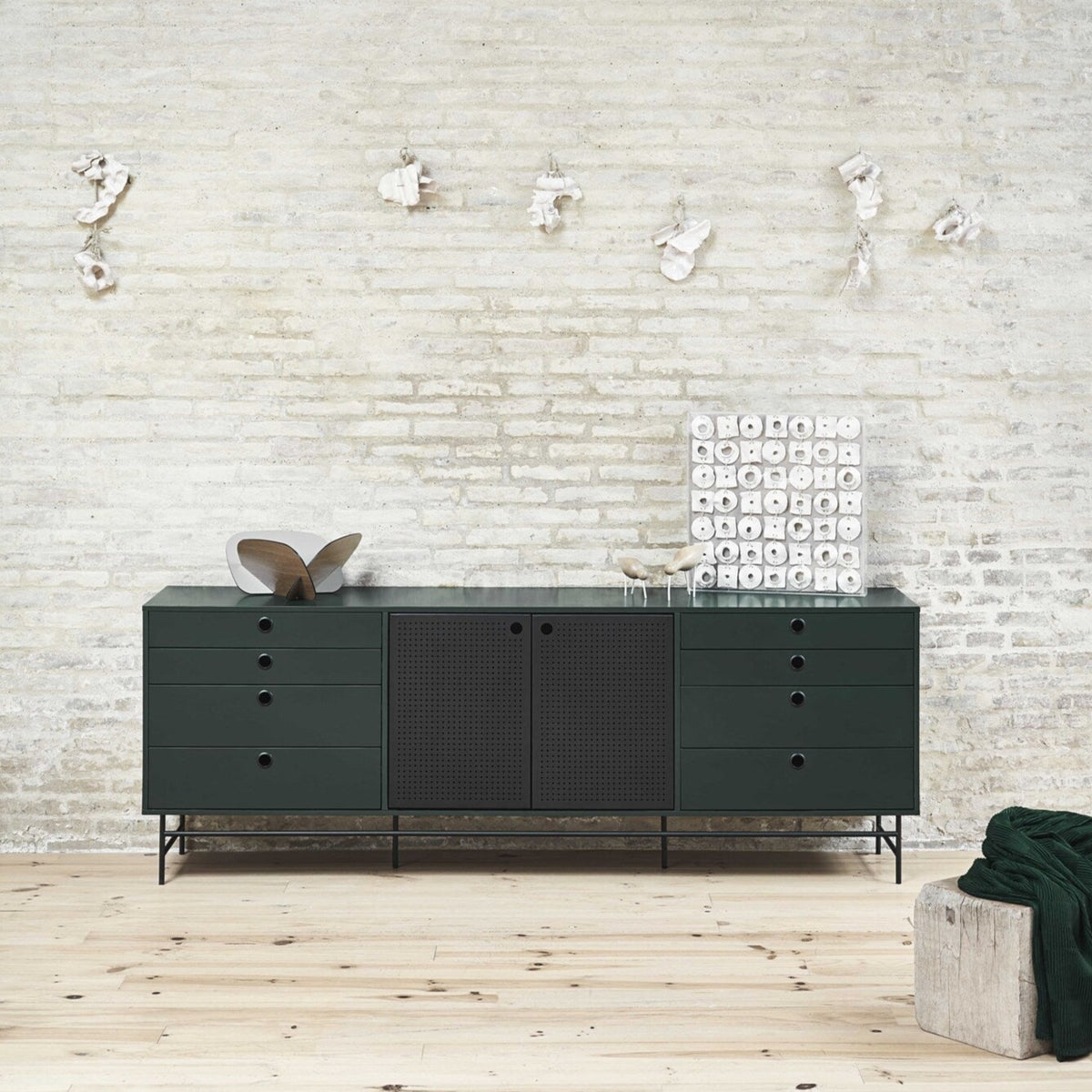 Punto Sideboard, Eight Drawers, Two Industrial Design Metal Doors, Woo ...